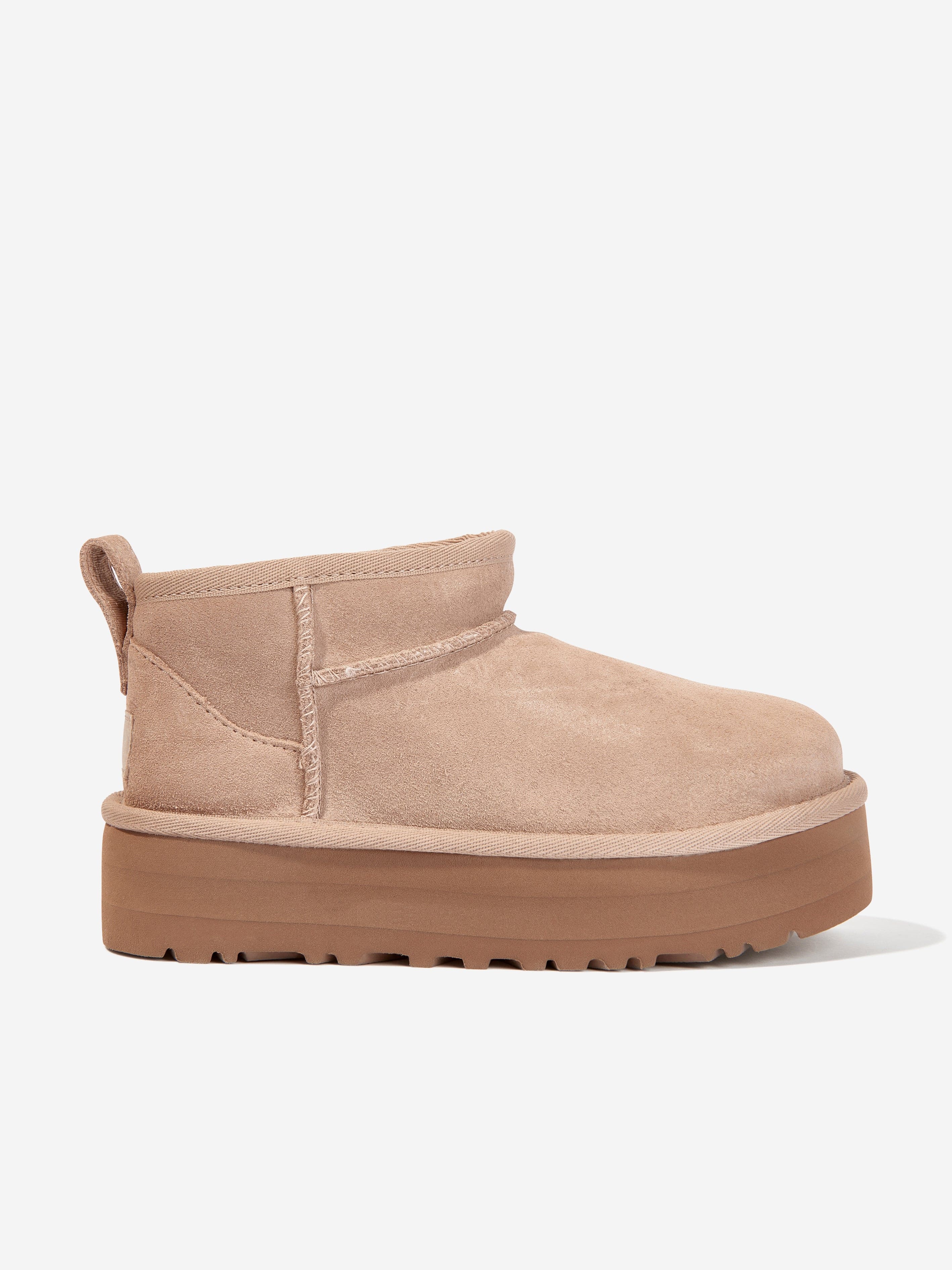 UGG Girls Classic Ultra Mini Platform Boots in Beige | Childsplay Clothing