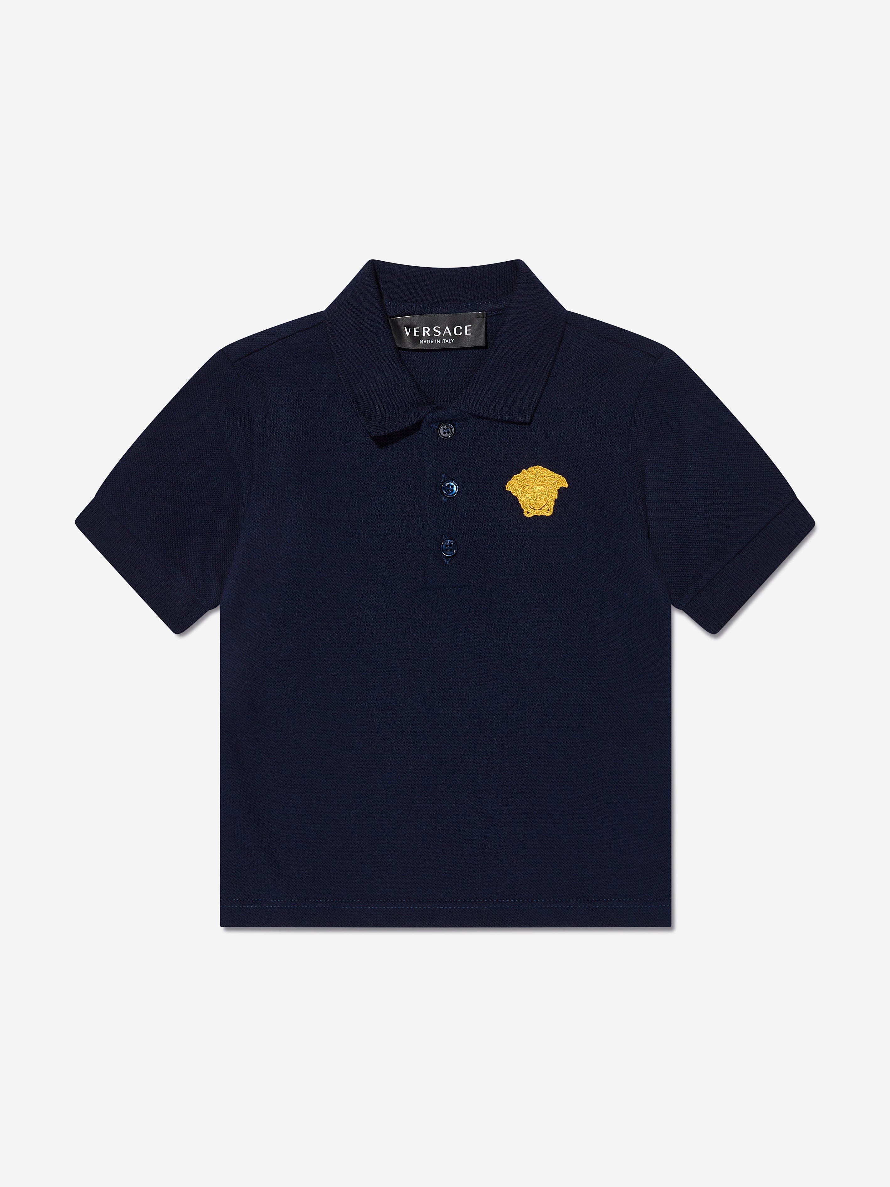 Glamour Boy Logo Versace Versace Baby Boys Logo Polo Shirt In Navy