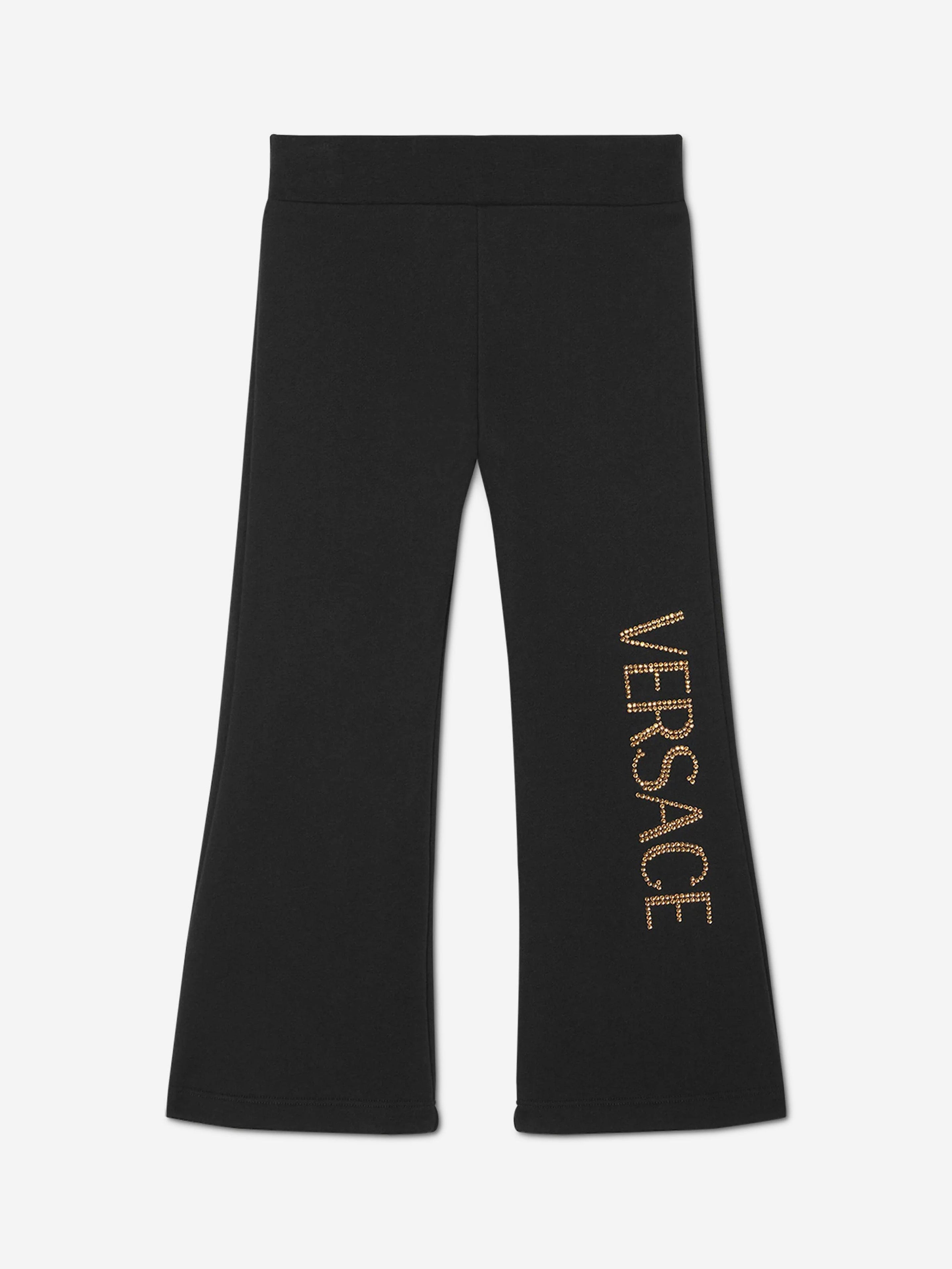 Versace Girls Flared Logo Joggers in Black | Childsplay Clothing