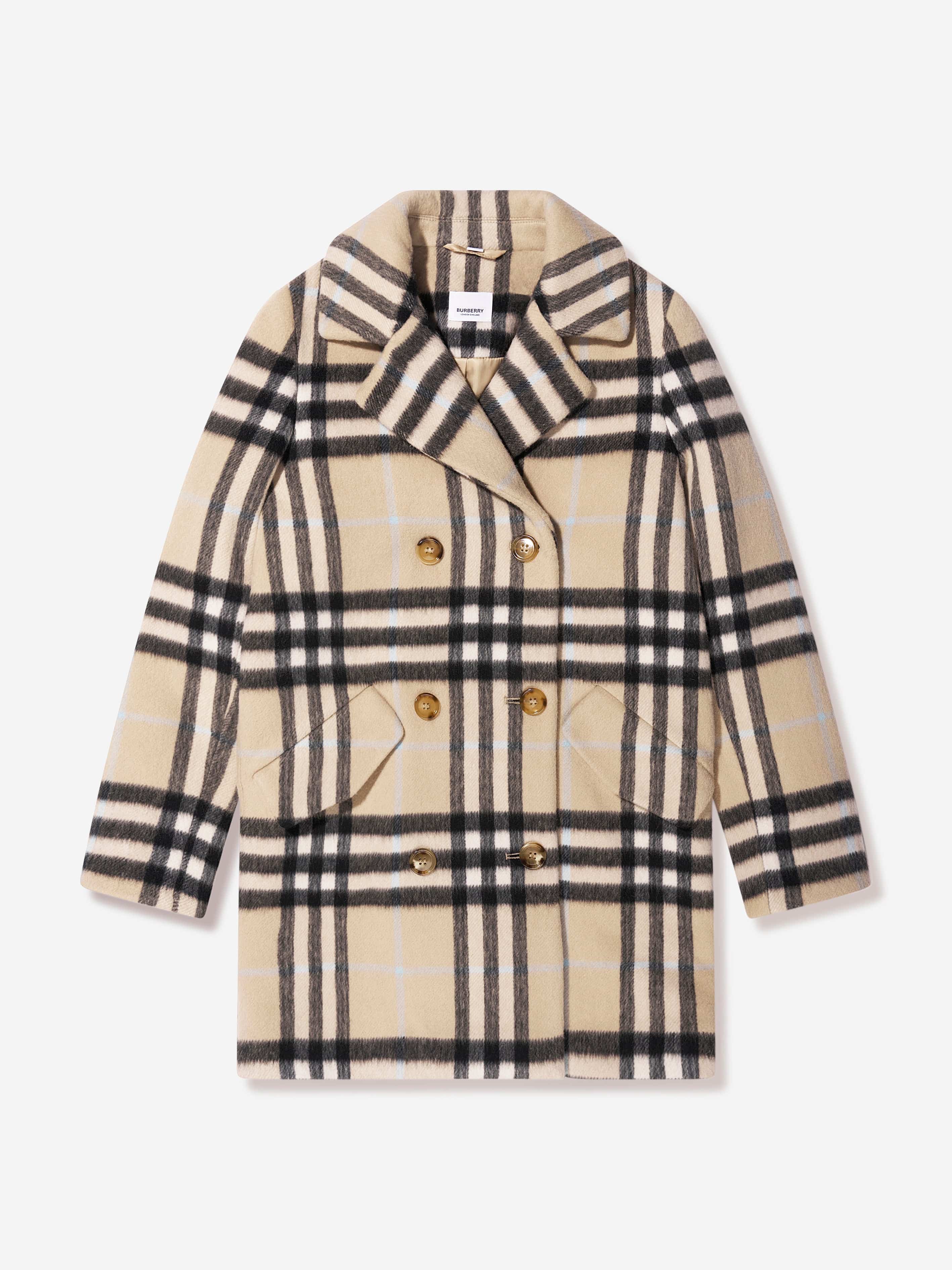 Burberry Kids - Girls Wool Check Poppy Coat | Childsplay Clothing
