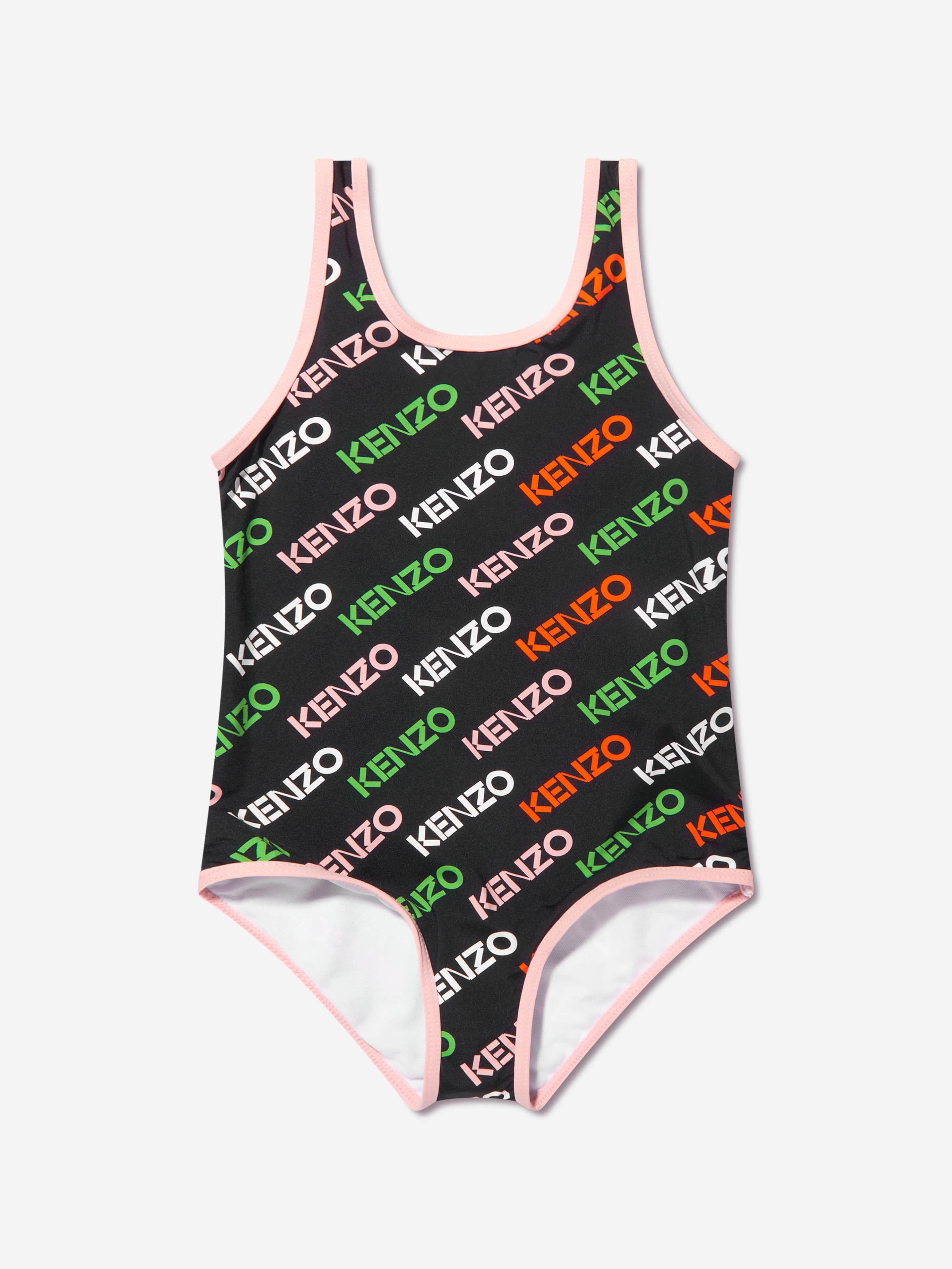KENZO Girls Logo Print Swimming Costume in Black | Childsplay Clothing