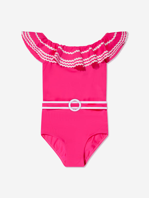 Nessi Byrd - Girls Zizi Off Shoulder Swimsuit in Pink | Childsplay Clothing