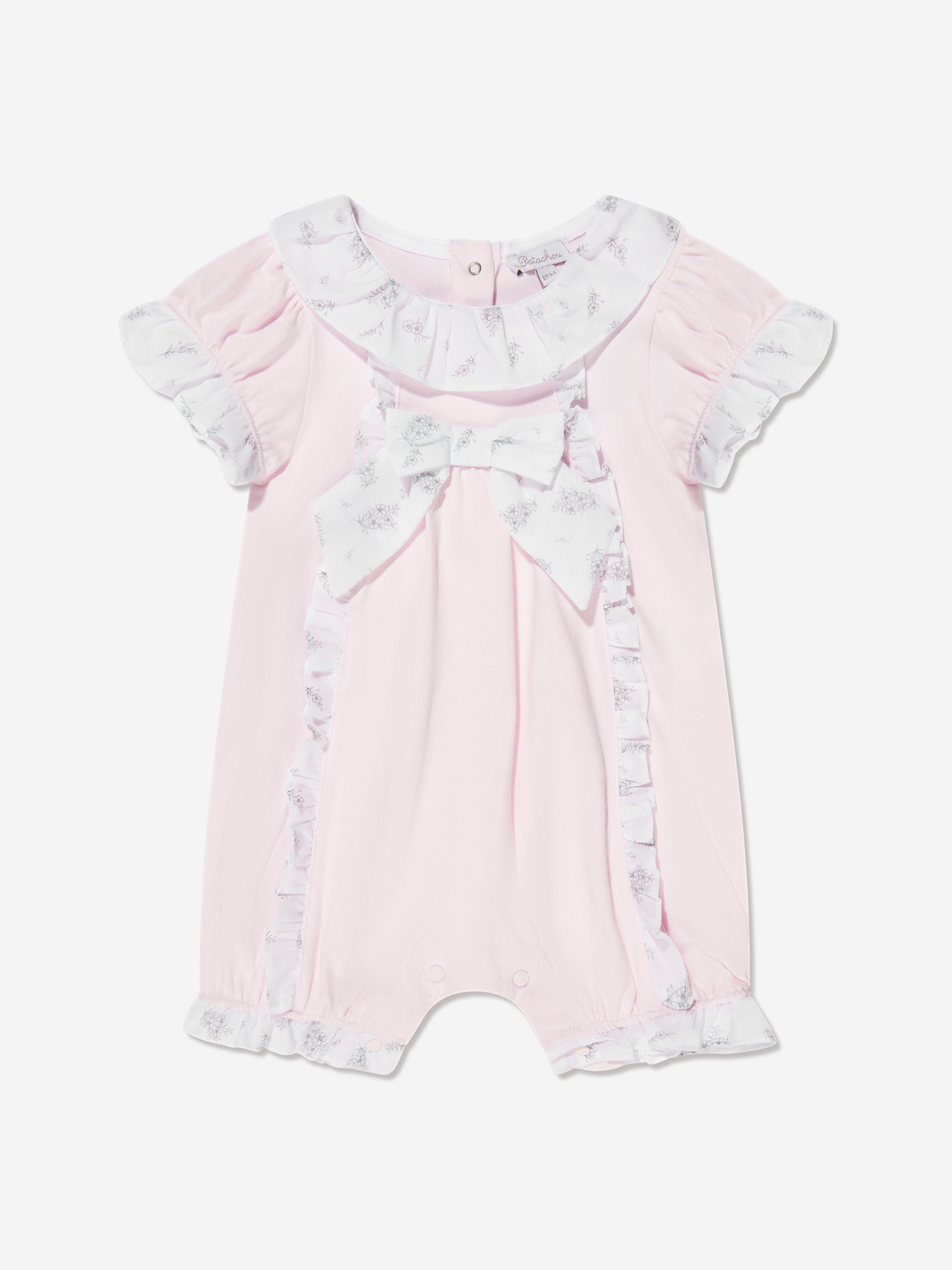 Baby Girls Frilly Bow Romper in Pink | Childsplay Clothing